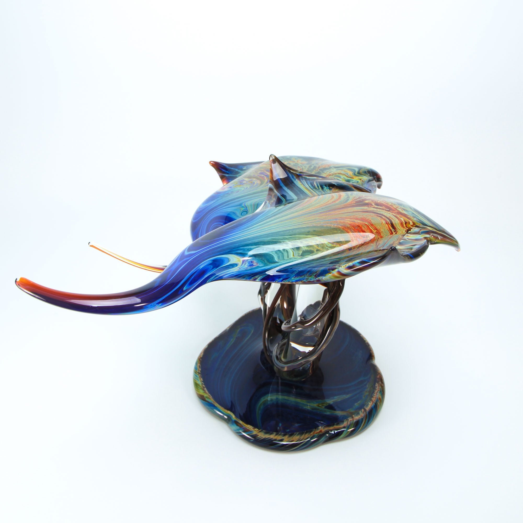 Murano Glass Manta Ray Sculpture: Chalcedony Technique, Coastal Decor ...