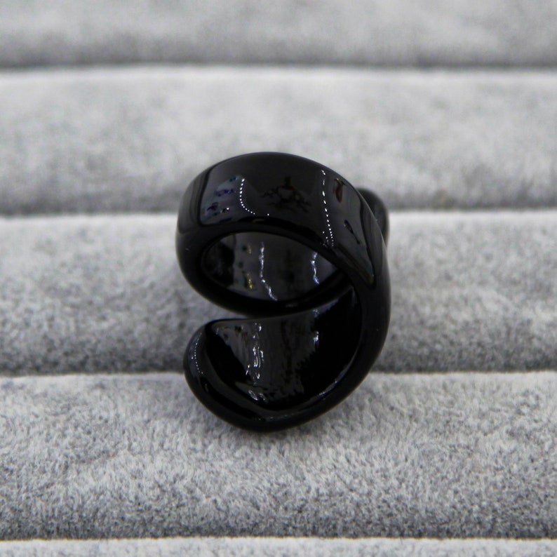 Black Ring Handmade Spiral - Murano Glass - Etsy