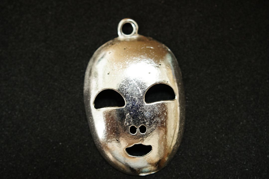 PENDANT Silver Metal Mask - Etsy