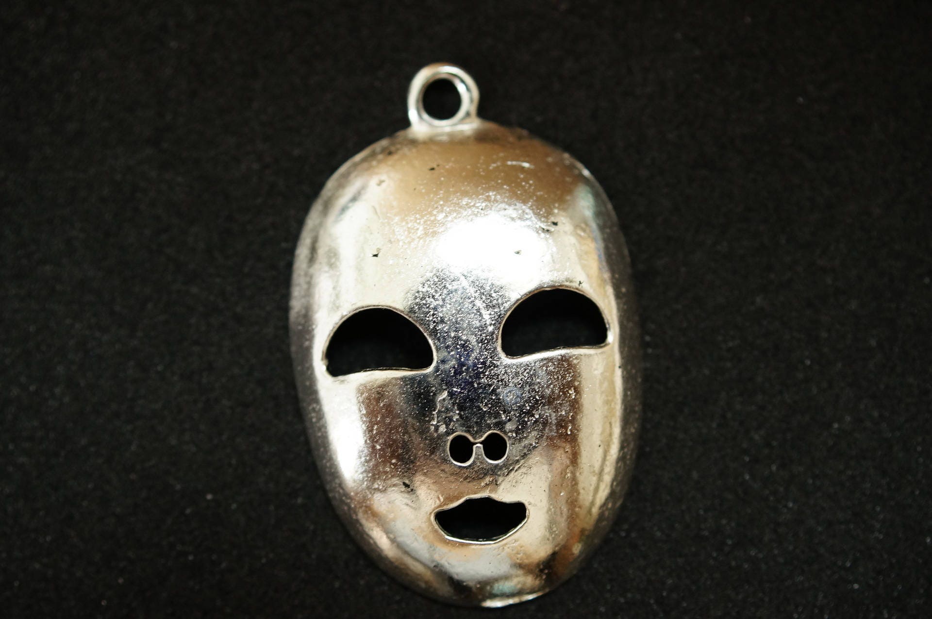 PENDANT Silver Metal Mask - Etsy