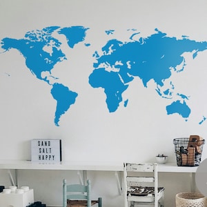 Map of the World Decal Wall Map Decal World Map Sticker World Map Wall ...
