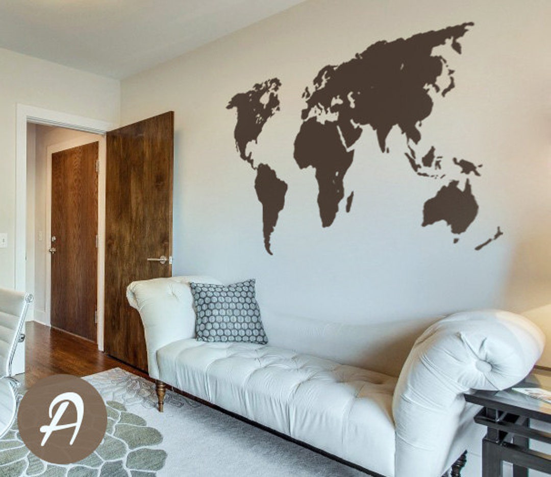 World Map Decal Temporary Wall Decor Office Wall Decal World Map Wall ...