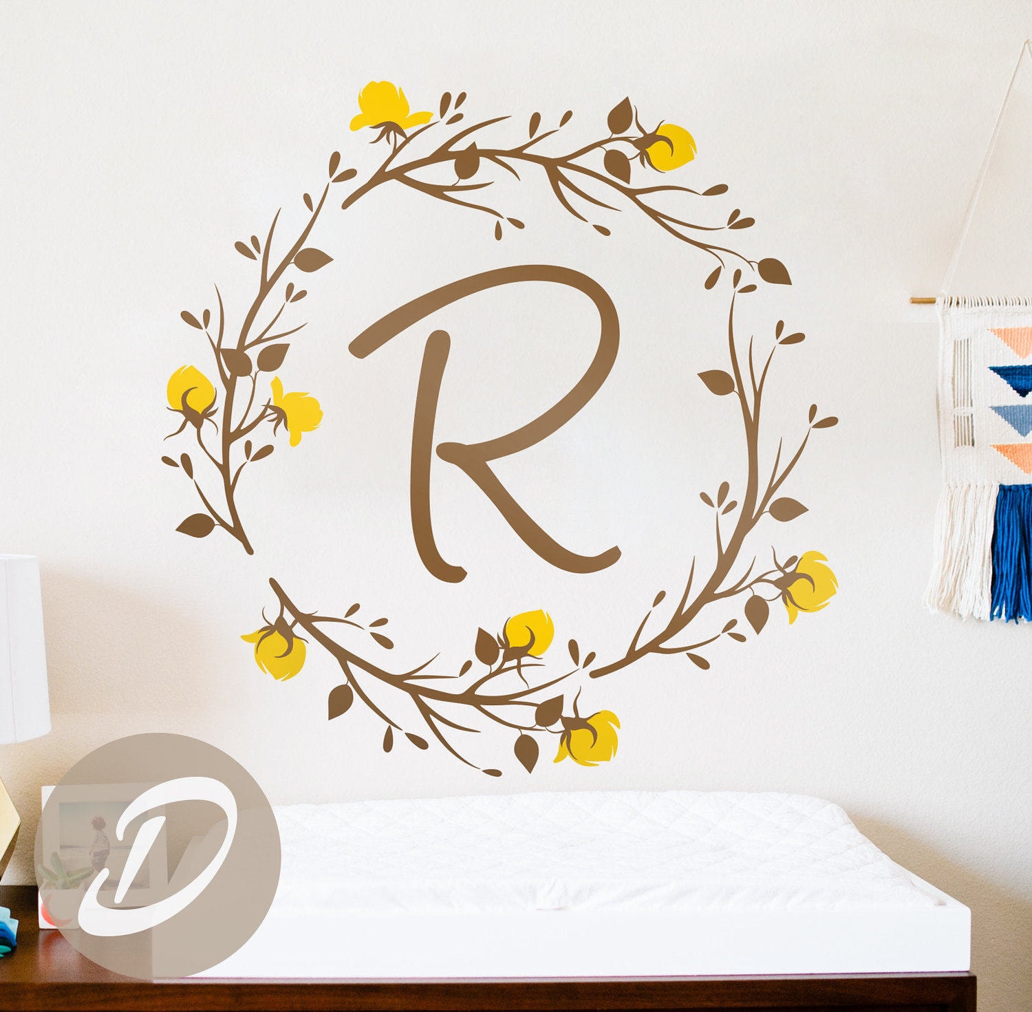 Baby Name Monogram Nursery Wall Decal Custom Wall Decals | Etsy