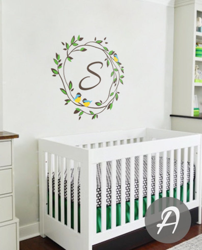 Custom monogram wall decals Nursery wall name decal | Etsy