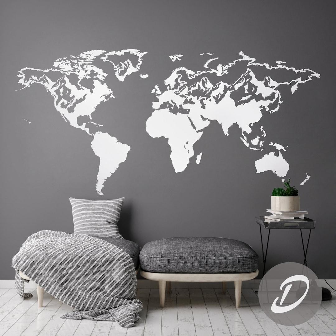 Map of the World Decal Wall Map Decal World Map Sticker World Map Wall ...