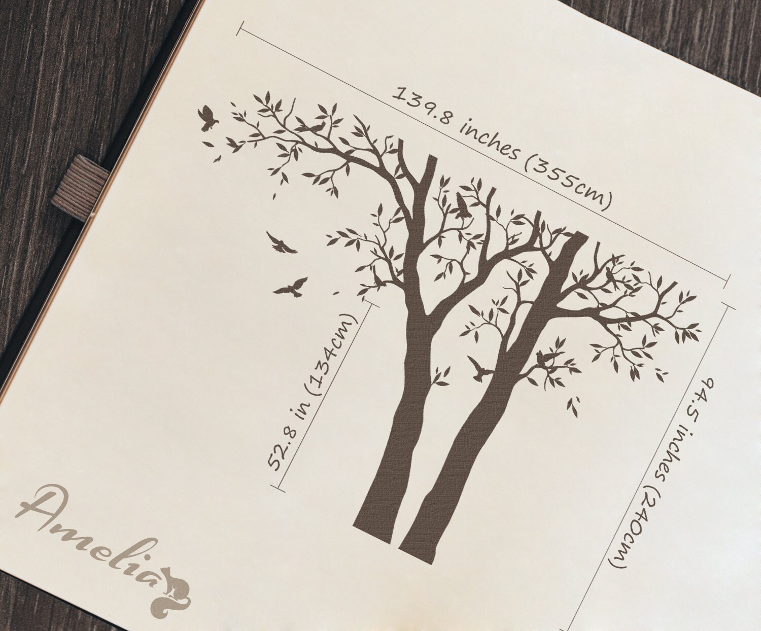 Large Tree Wall Sticker Large White Tree With Birds Decal | Etsy