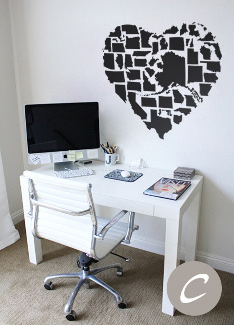 Map Decal for Wall Map Wall Decal Map Sticker for Office United States ...