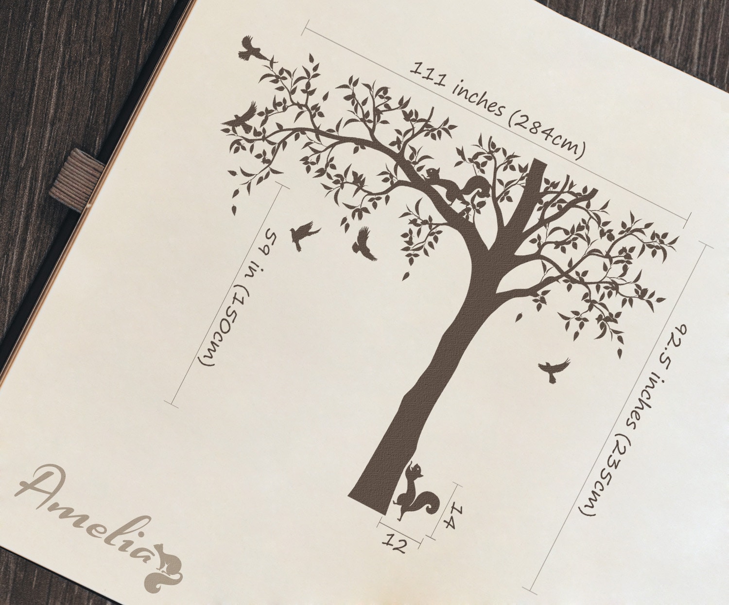 Ash Tree Wall Decal Decal Wit Animals for Nursery Kids Room | Etsy