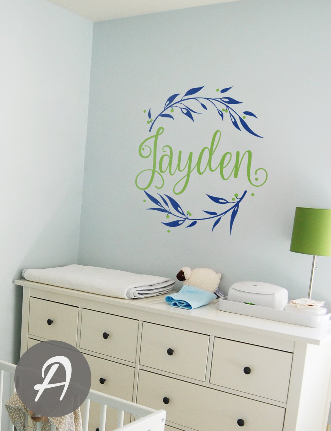 Nursery wall name decal Custom monogram wall decals | Etsy