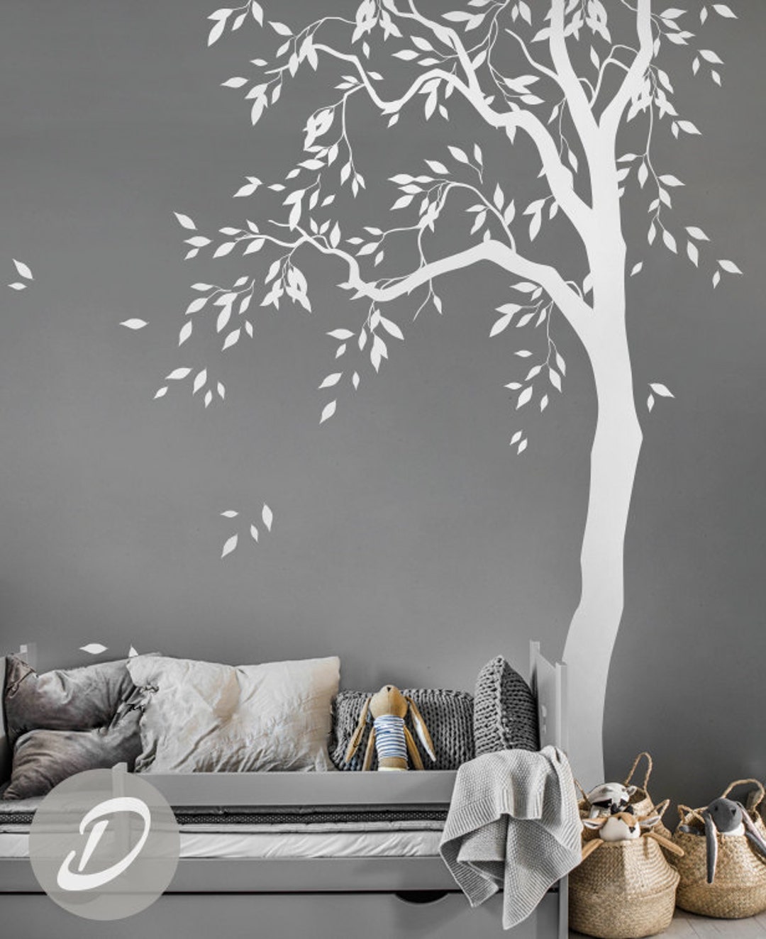 WHITE Tree Decal Large Nursery Tree Vinyl Wall Art Wall Mural Sticker ...