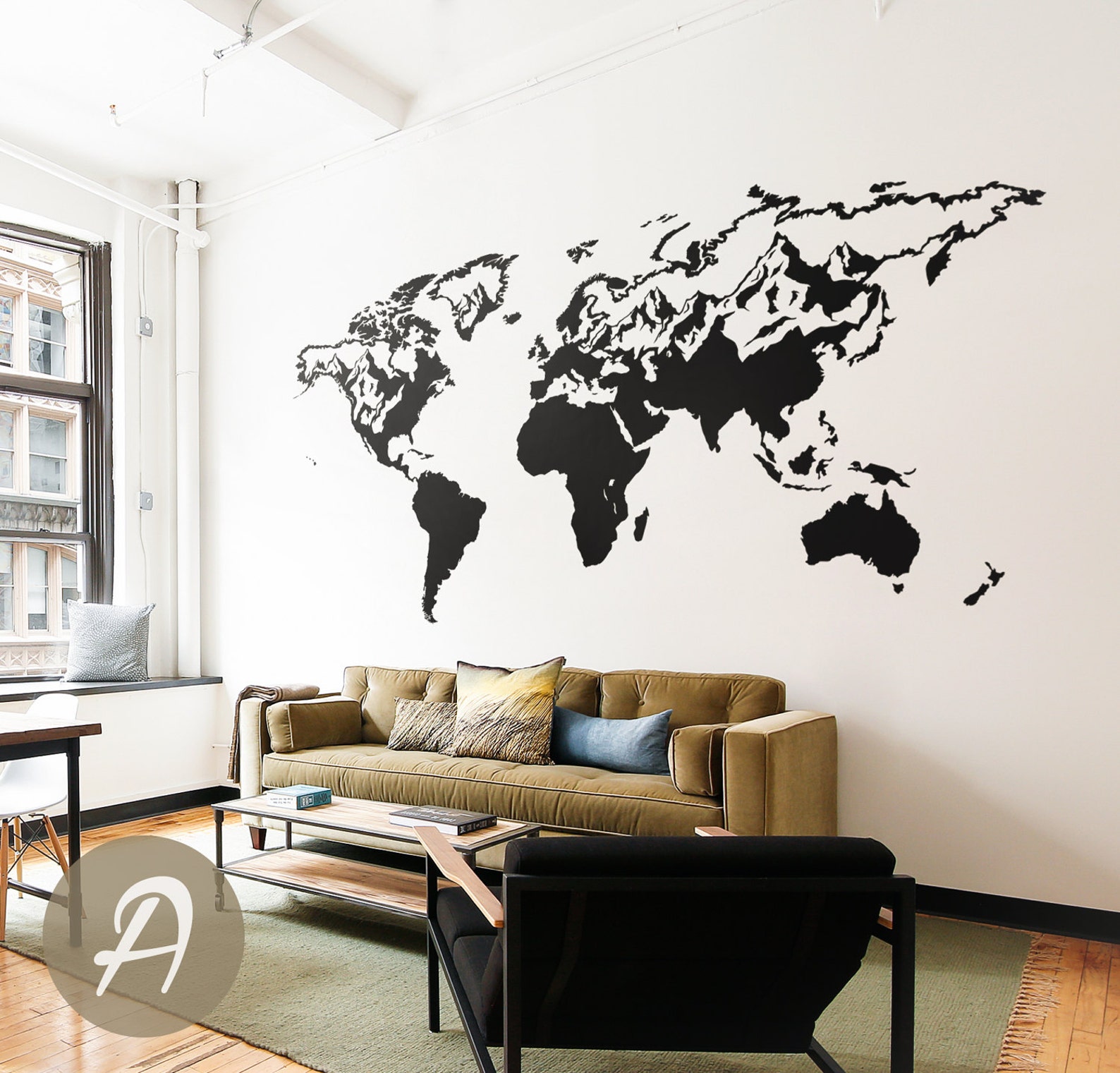 Map of the World Decal Wall Map Decal World Map Sticker World | Etsy