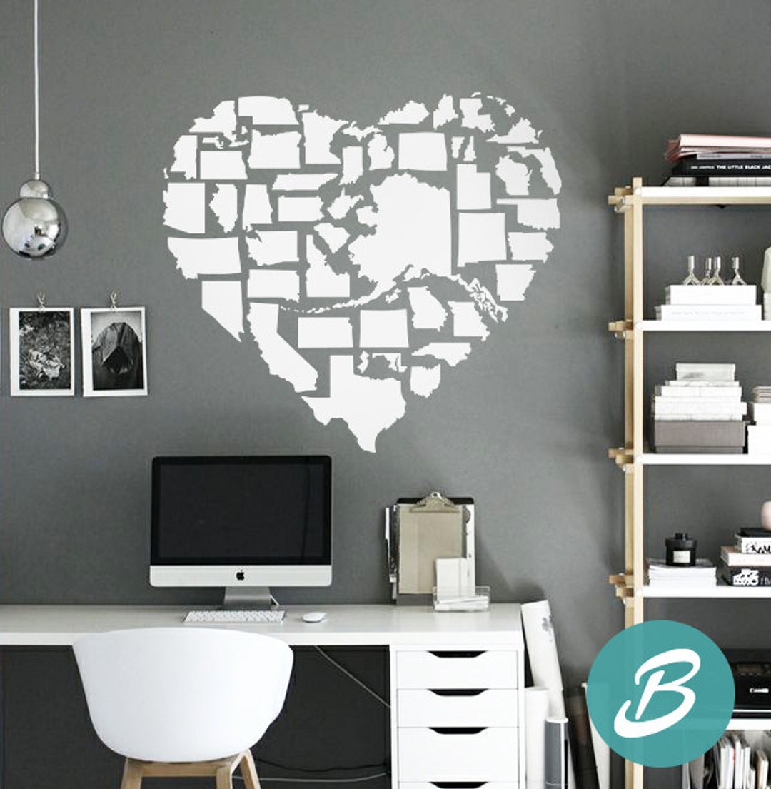 Map Decal for Wall Map Wall Decal Map Sticker for Office United States ...