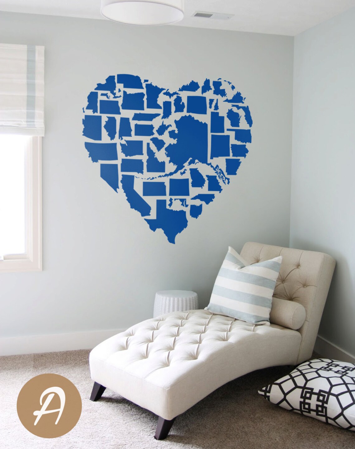 US Map United States Map Wall Decal US State Map State Map Vinyl Decal ...