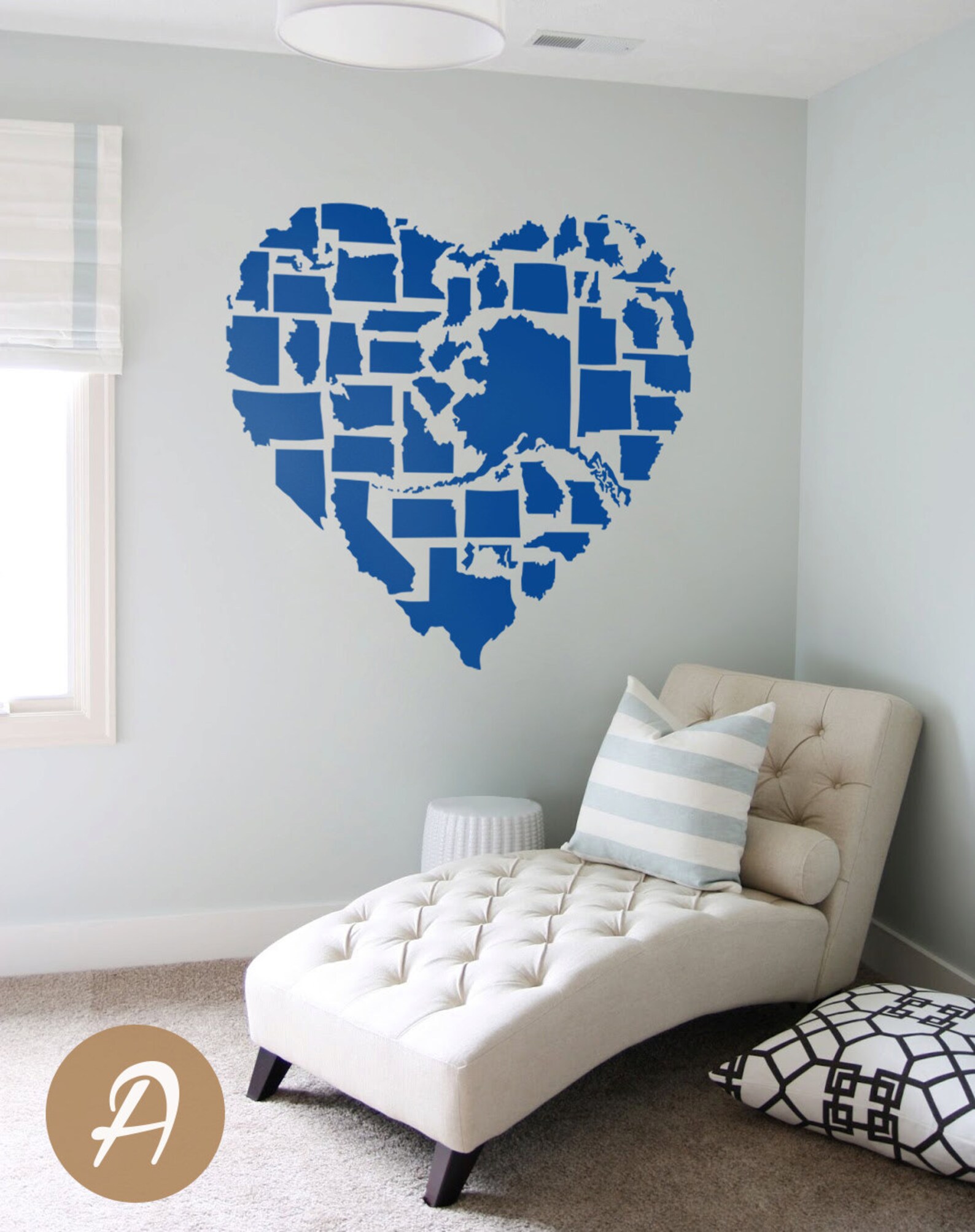 US Map United States Map Wall Decal US State Map State Map Vinyl Decal ...