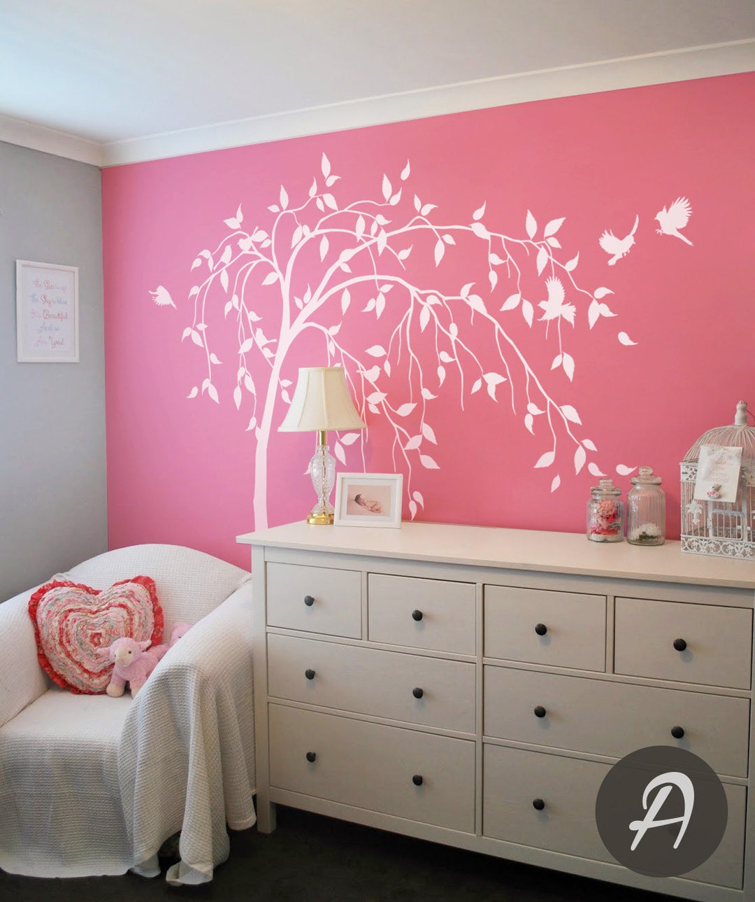 Willow Tree Decal Large Tree Decal White Tree Decal Temporary Wall ...