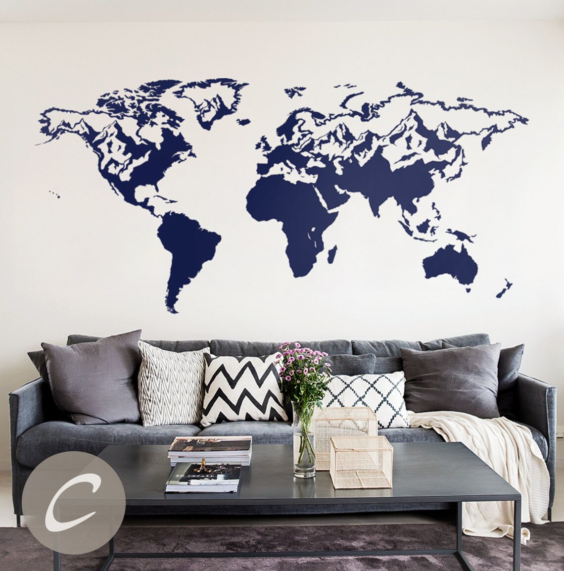 Map of the World Decal Wall Map Decal World Map Sticker World | Etsy