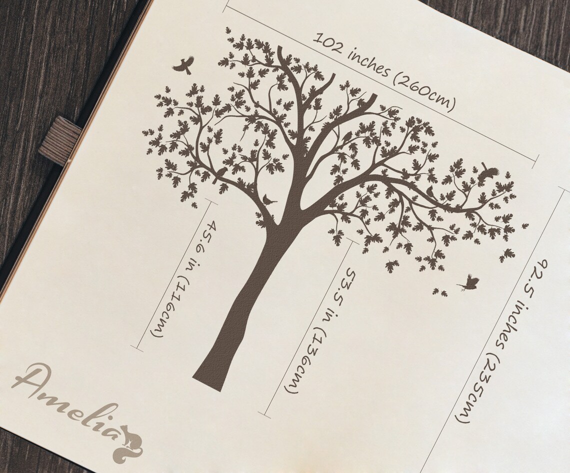 Oak tree decal White tree decal for nursery Removable wall | Etsy