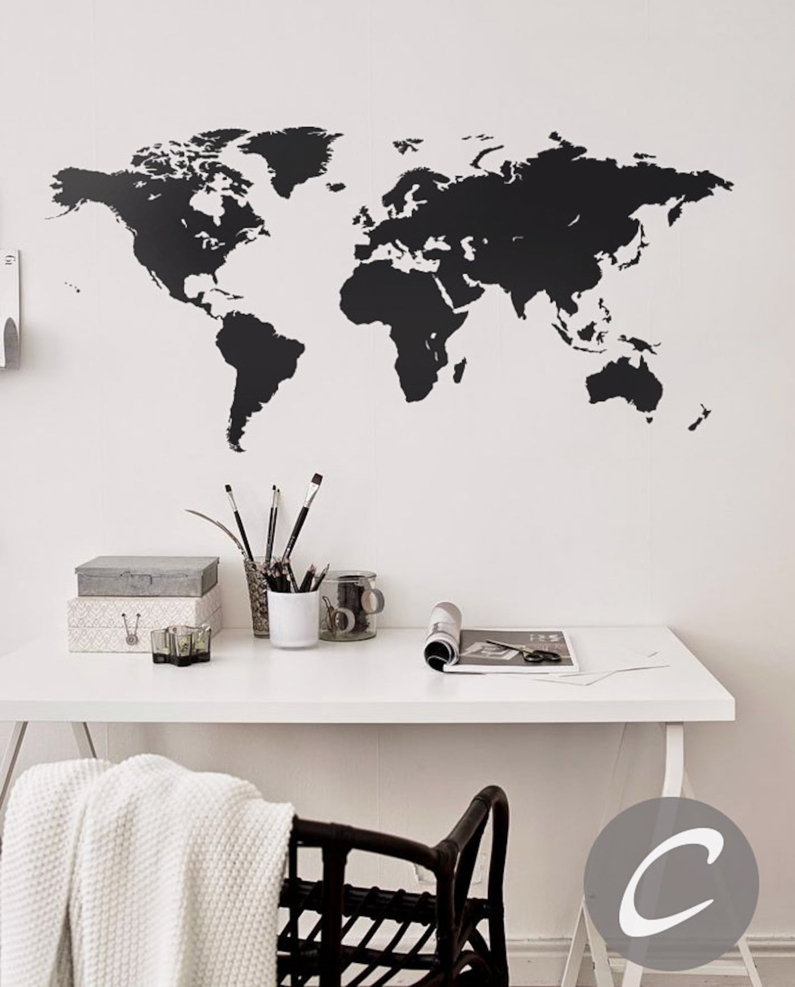 Map of the World Decal Wall Map Decal World Map Sticker World Map Wall ...