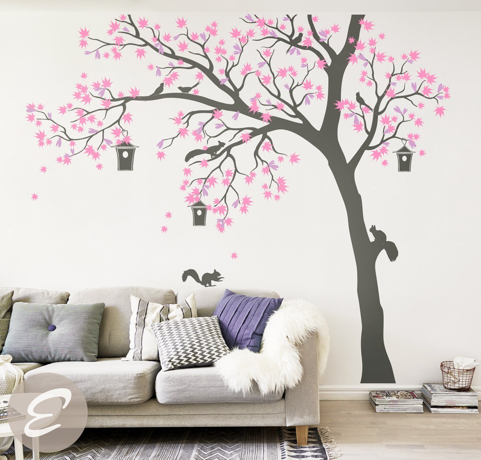 Large Tree Sticker Tree and Birds Wall Sticker Tree and Birds | Etsy