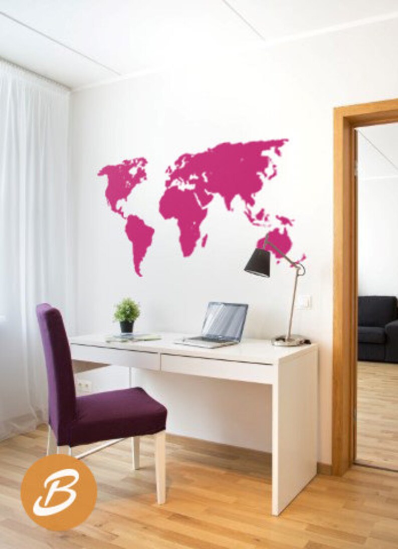 World map decal Temporary wall decor Office wall decal World | Etsy