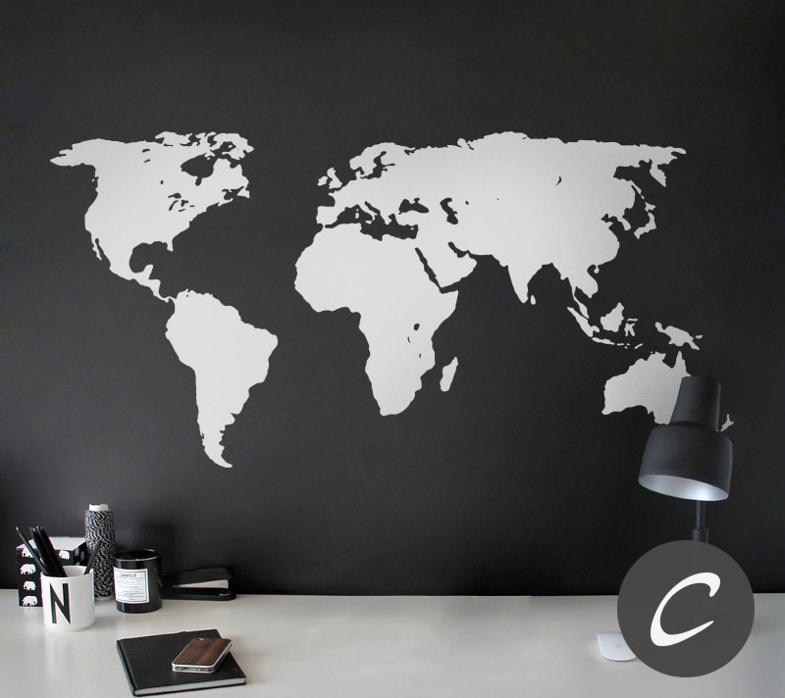 World Map Decal for Wall World Map Sticker for Office Large - Etsy