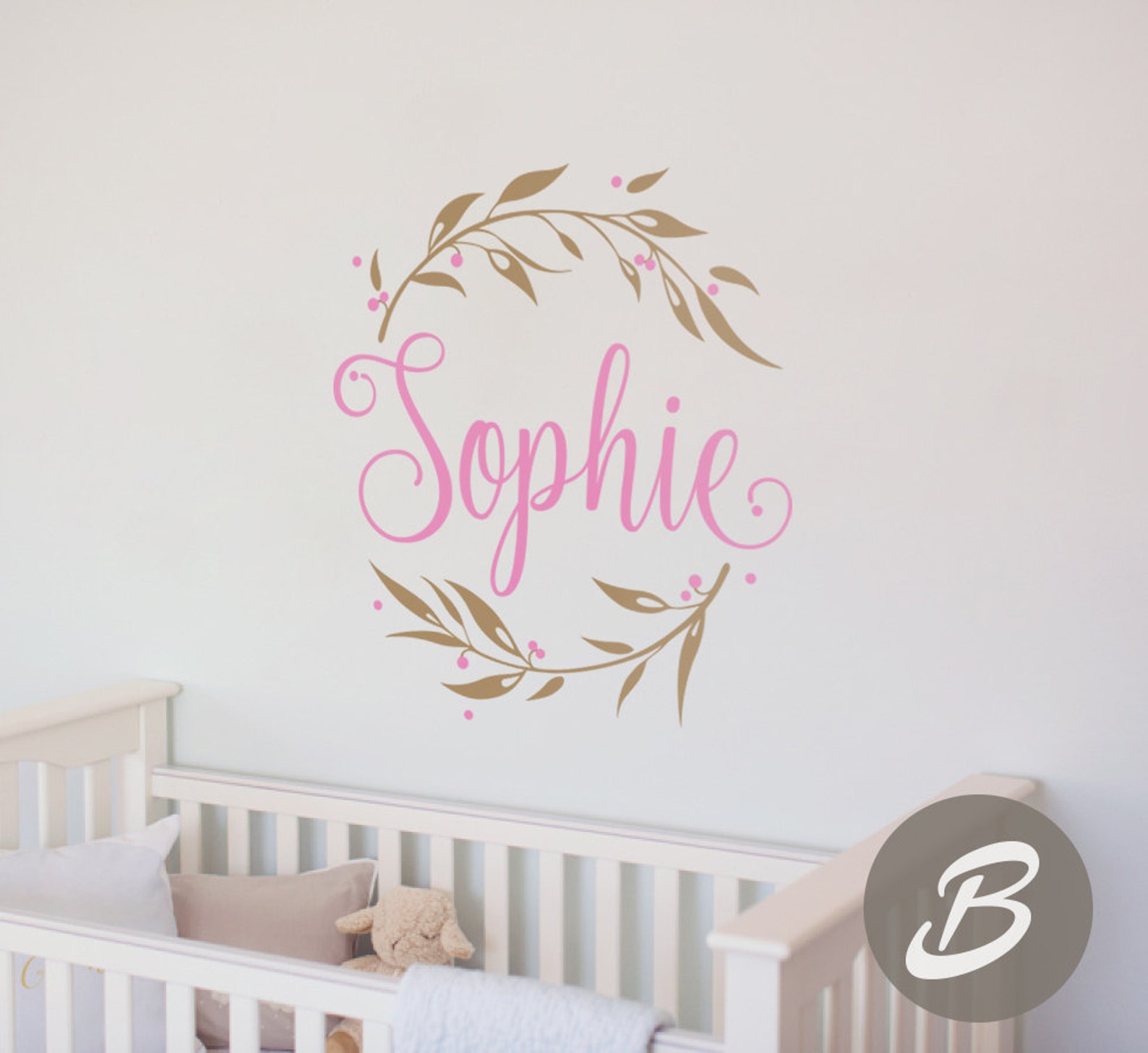 Nursery Wall Name Decal Custom Monogram Wall Decals | Etsy