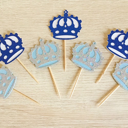 One Banner With Crowns White Royal Blue and Gold Banner With | Etsy