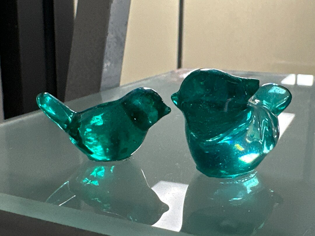 Pair of Small Resin Birds - Turquoise With Glimmer & Confetti - Etsy