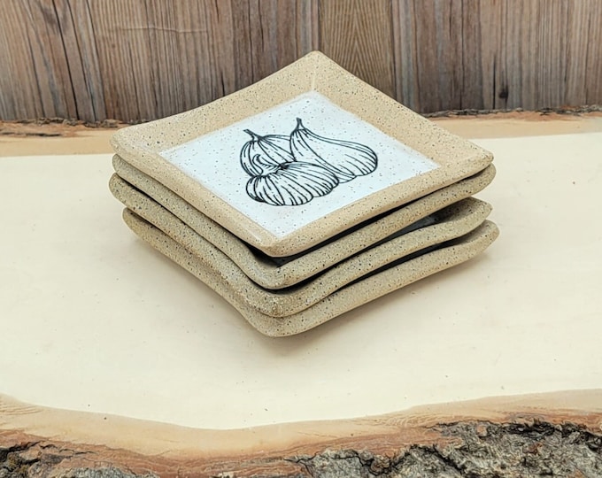 Handmade Pottery Stoneware Appetizer Plates, Set of Four, Pumpkins - Etsy