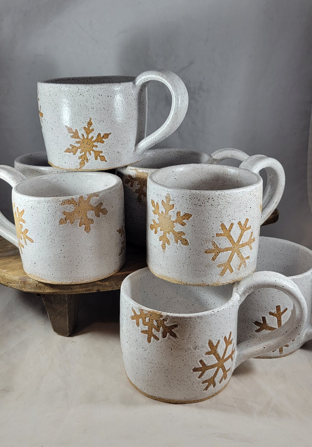 Stoneware Snowflake Winter Holiday Mug - Etsy