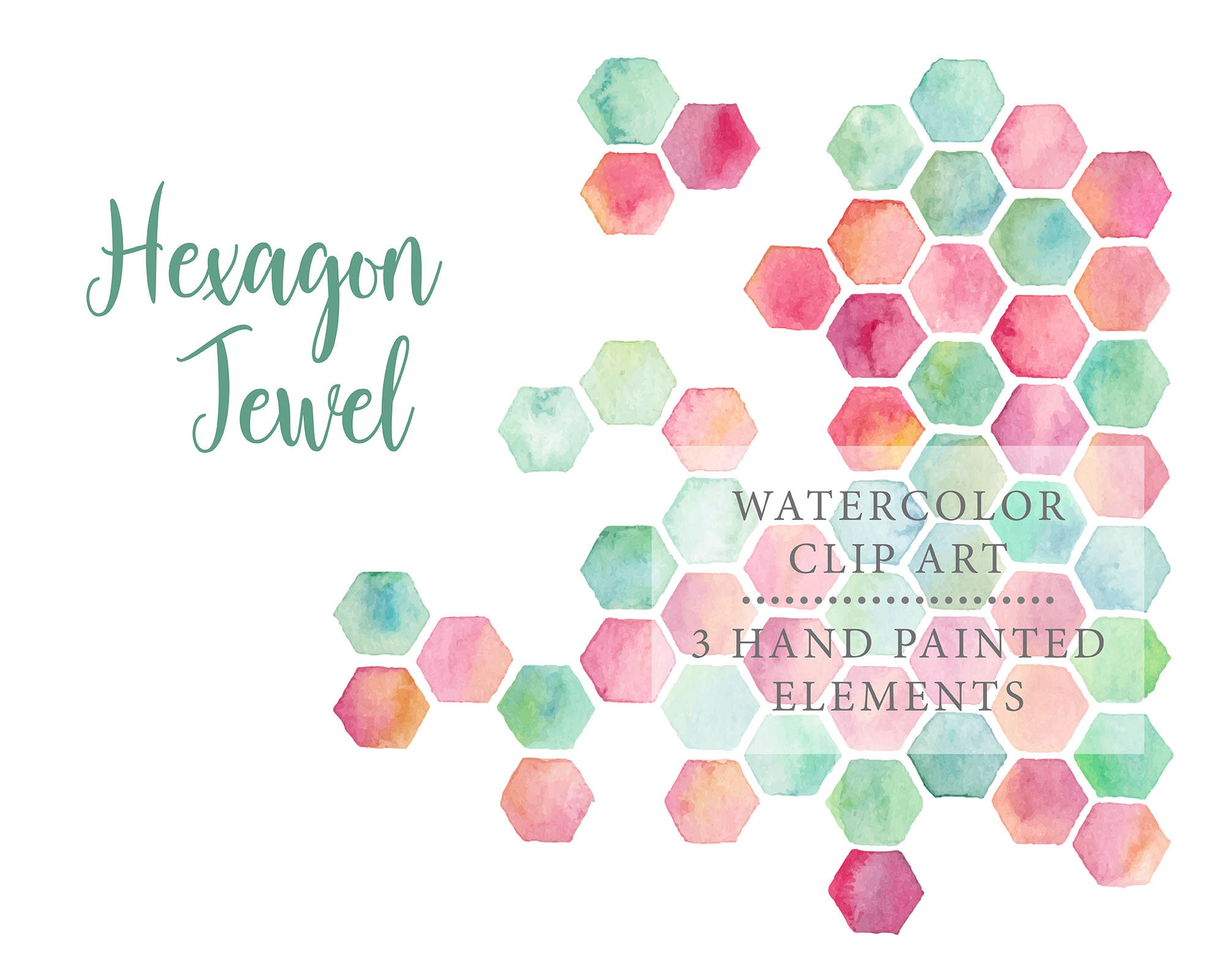 Hexagon Jewel Background Watercolor Clip Art - Etsy