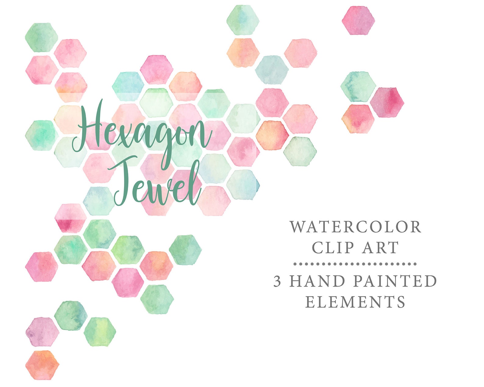 Hexagon Jewel Background Watercolor Clip Art - Etsy