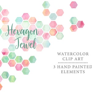 Hexagon Jewel Background Watercolor Clip Art - Etsy