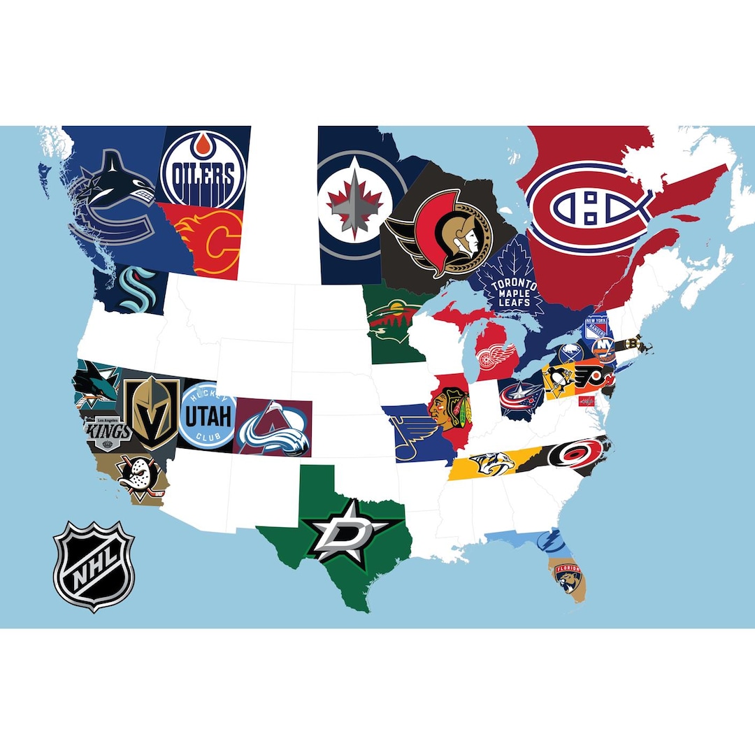 NHL Teams Map, National Hockey League Map, Hockey Gift, Hockey Arena Tour - Etsy