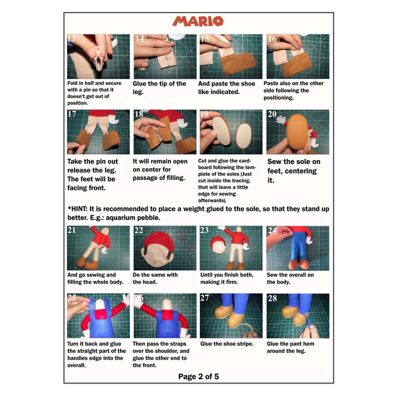 Super Mario PDF Pattern Felt Pattern Plush Pattern - Etsy