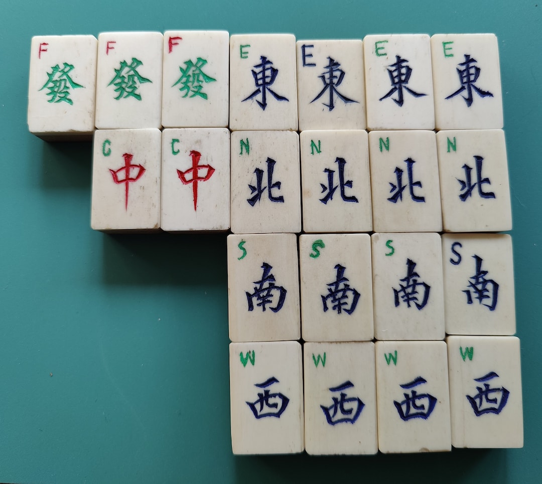 Vintage Mahjong Compass Directions Letter Character Tiles Bone and ...