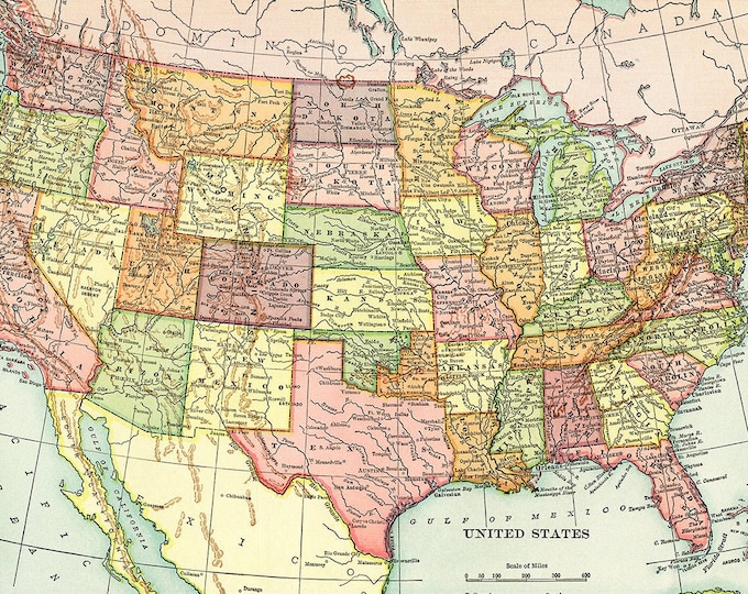 Old Map of United States of America Map Digital Download Vintage Art ...