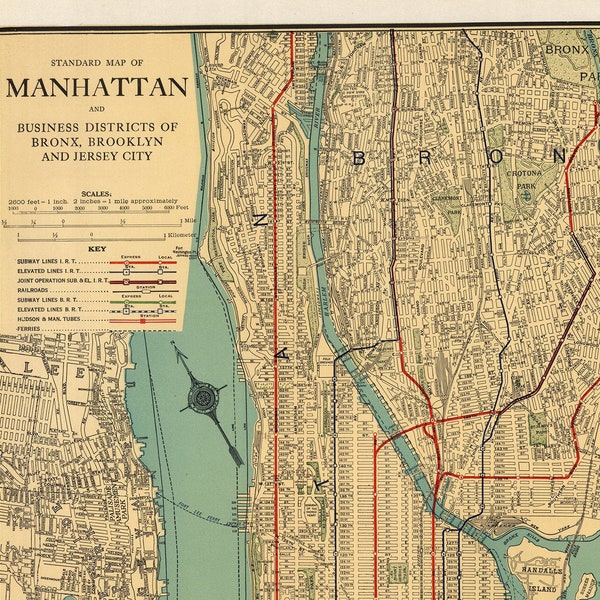 Manhattan Map - Etsy