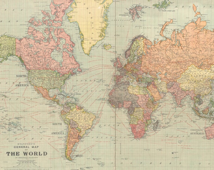 World Map Digital Print. Antique World Map Printable. PRINTABLE Map ...