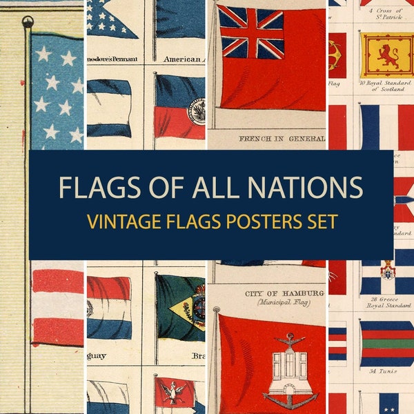 Retro World Flags Poster - Etsy