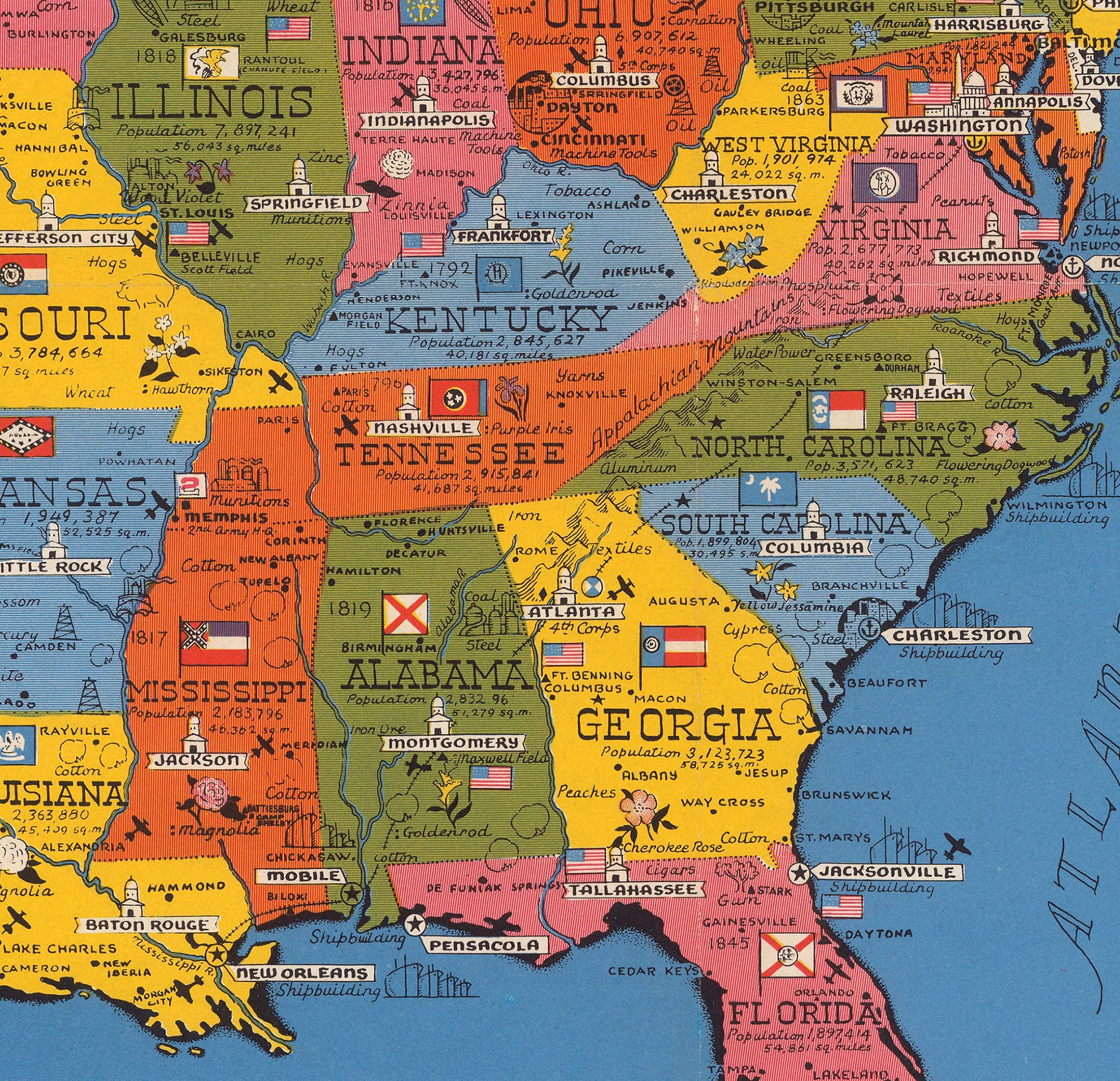 1943 the United States at War Map Digital Print Instant - Etsy