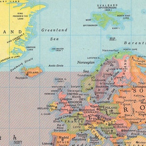 1962 World Map Printable Digital Download. Antique Digital World Map ...