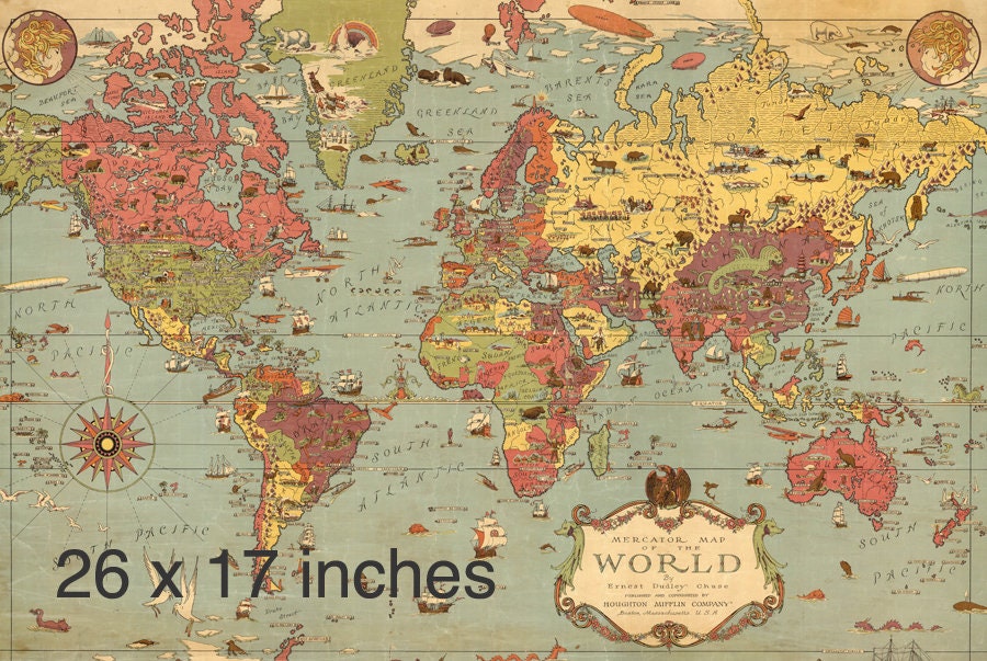 World map digital print set. Antique World map printable. | Etsy