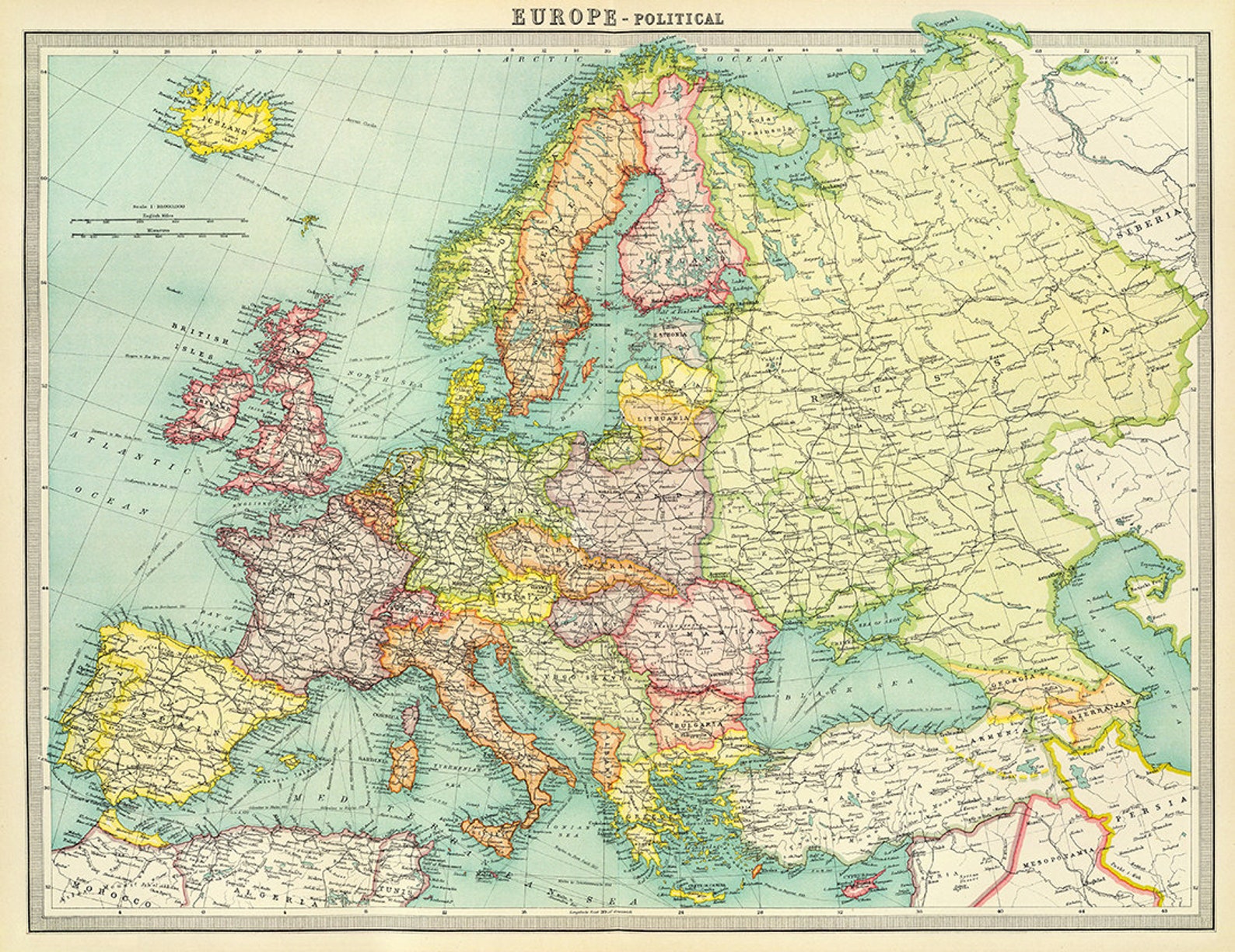 Antique Europe Digital Map. Europe Printable Map Poster. Europe ...