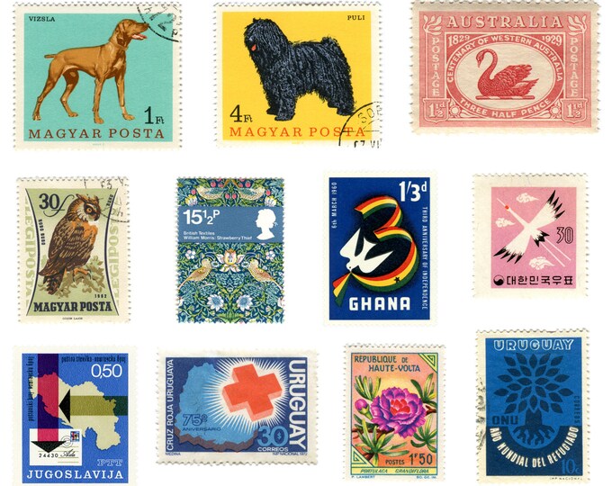 Old Faux Printable Postage Stamps Set of 3 Collage Sheets. Junk Journal ...