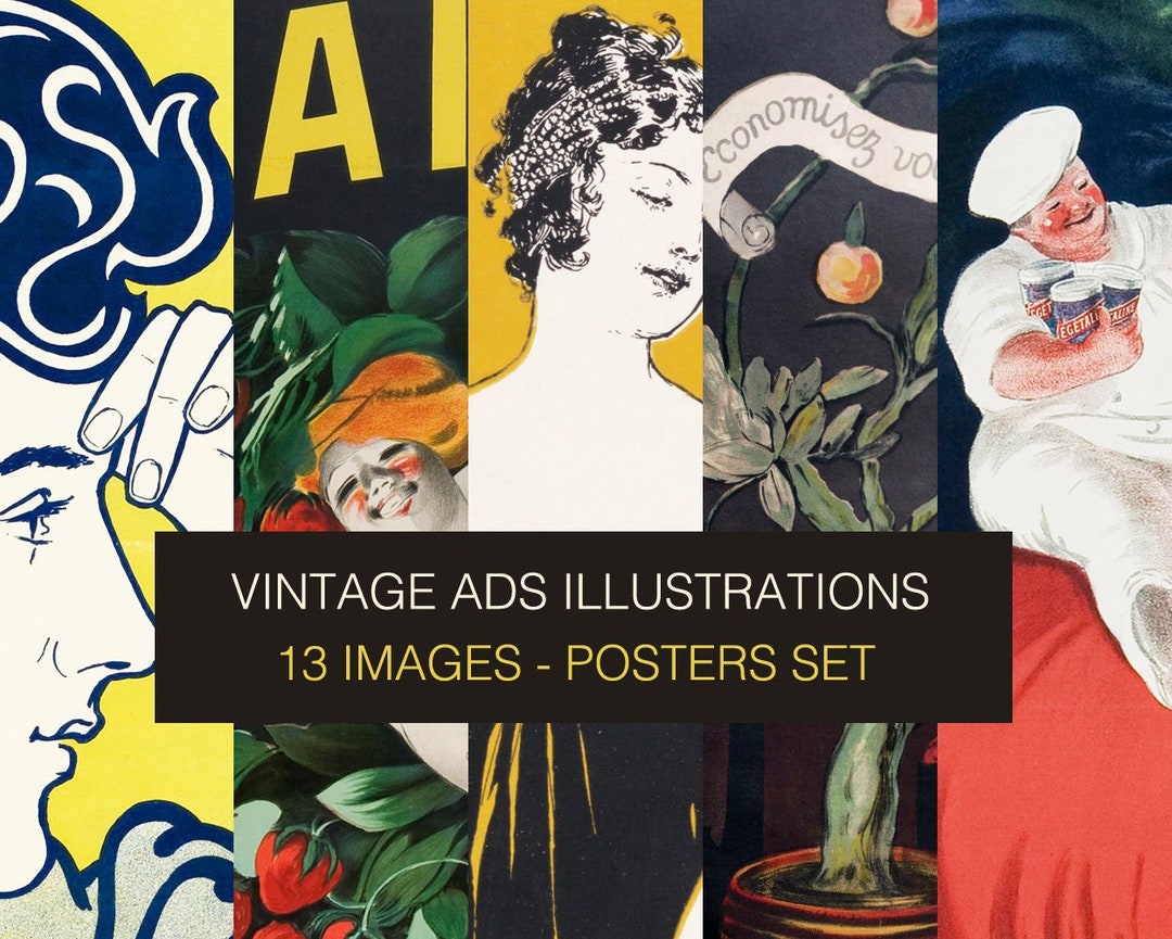 Vintage Ads Printable Posters - DIGITAL DOWNLOAD. Set of 13 Antique ...