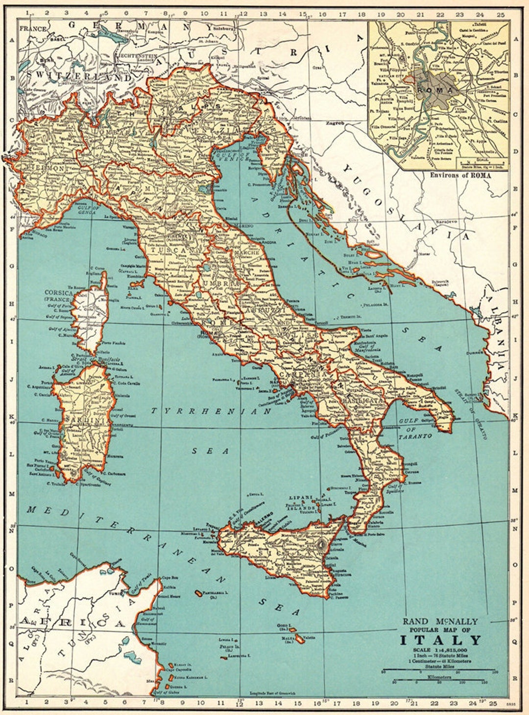 Vintage Italy Map Print, Antique Italian Digital Download - Etsy