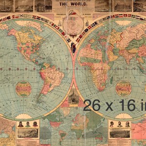 World Map Digital Print Set. Antique World Map Printable. PRINTABLE Map ...