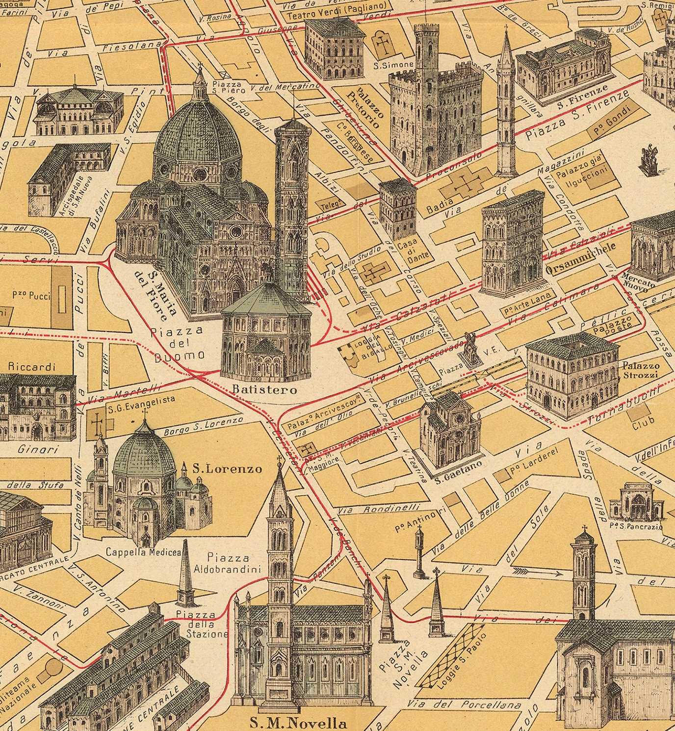 Old Map of Florence DIGITAL DOWNLOAD. Antique Florence Map Italy Print ...