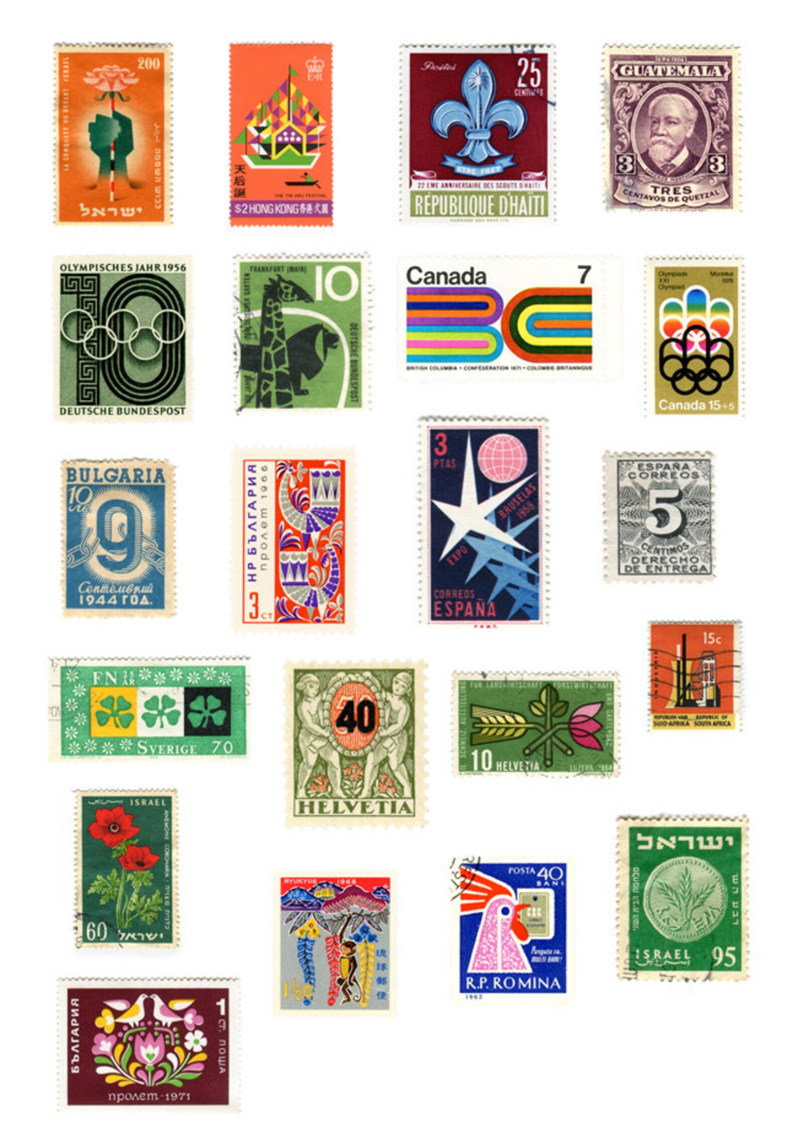 Old Faux Printable Postage Stamps Set of 3 Collage Sheets. Junk Journal ...